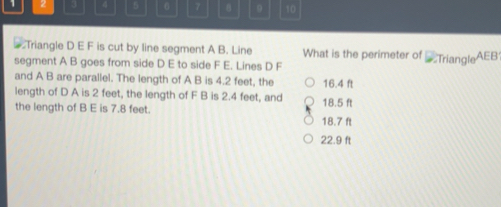 Solved: 2 3 4 5 6 7 8 9 10 # Triangle D E F is cut by line segment A B ...