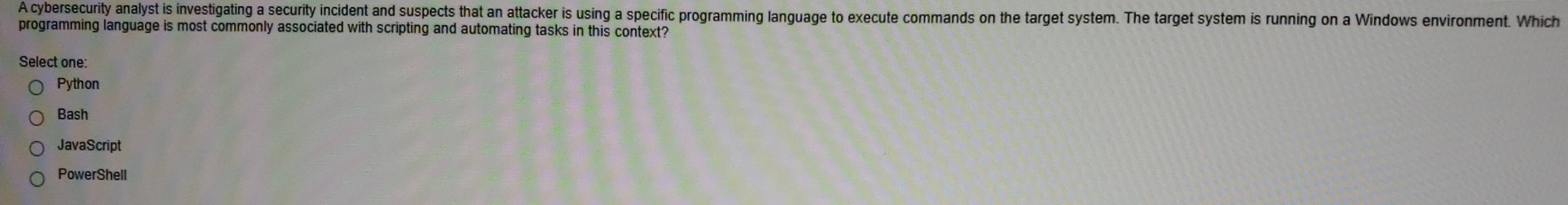 Solved: A cybersecurity analyst is investigating a security incident ...