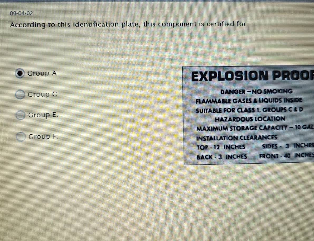 Solved: 09-04-02 According to this identification plate, this component ...