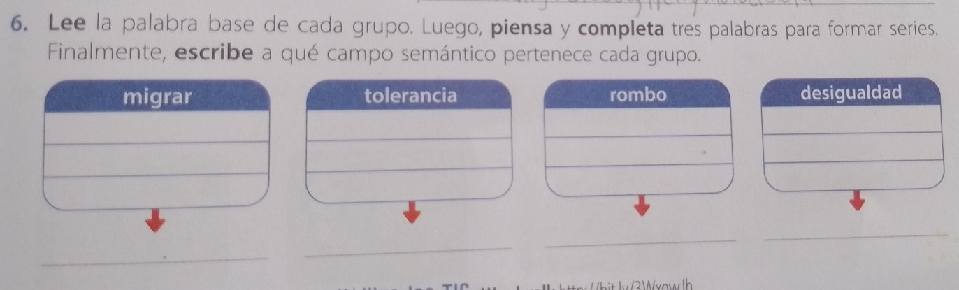 Resuelto:Lee la palabra base de cada grupo. Luego, piensa y completa ...