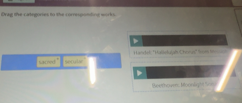 Solved: Drag the categories to the corresponding works. Handel ...