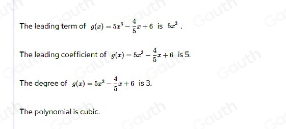 Solved: Determine the leading term, the leading coefficient, and the ...