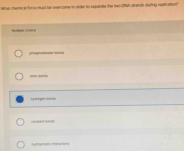 Solved: What chemical force must be overcome in order to separate the ...