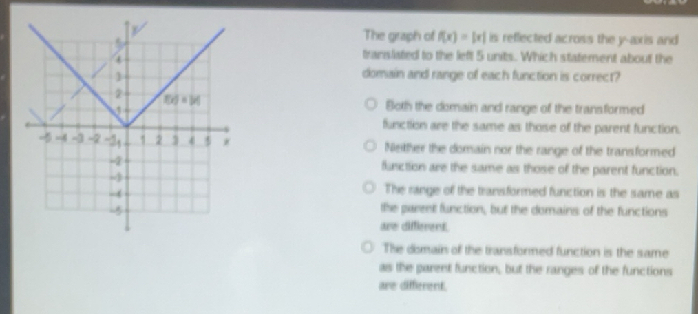 Solved: The graph of f(x)=|x| is reffected across the y-axis and ...