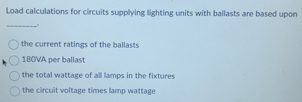 Solved: Load calculations for circuits supplying lighting units with ...