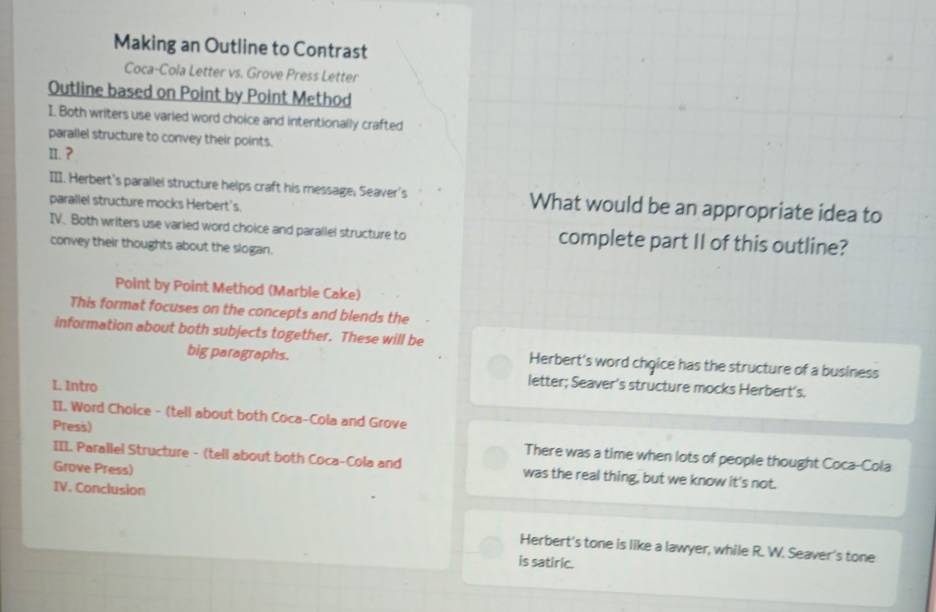 Solved: Making an Outline to Contrast Coca-Cola Letter vs. Grove Press ...