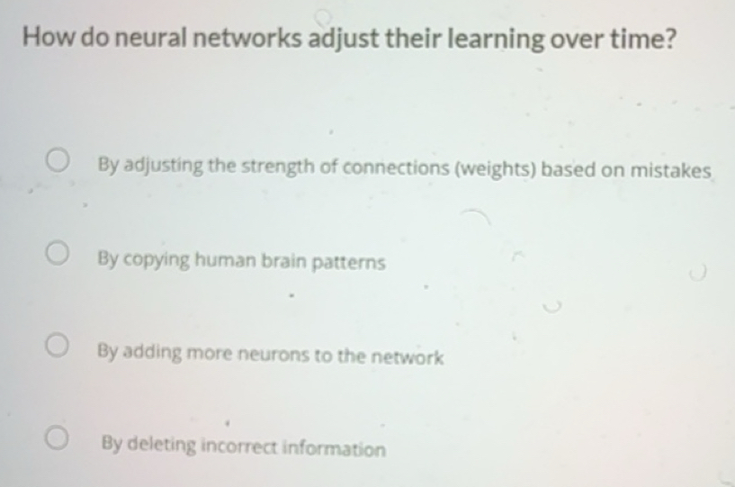 Solved: How do neural networks adjust their learning over time? By ...