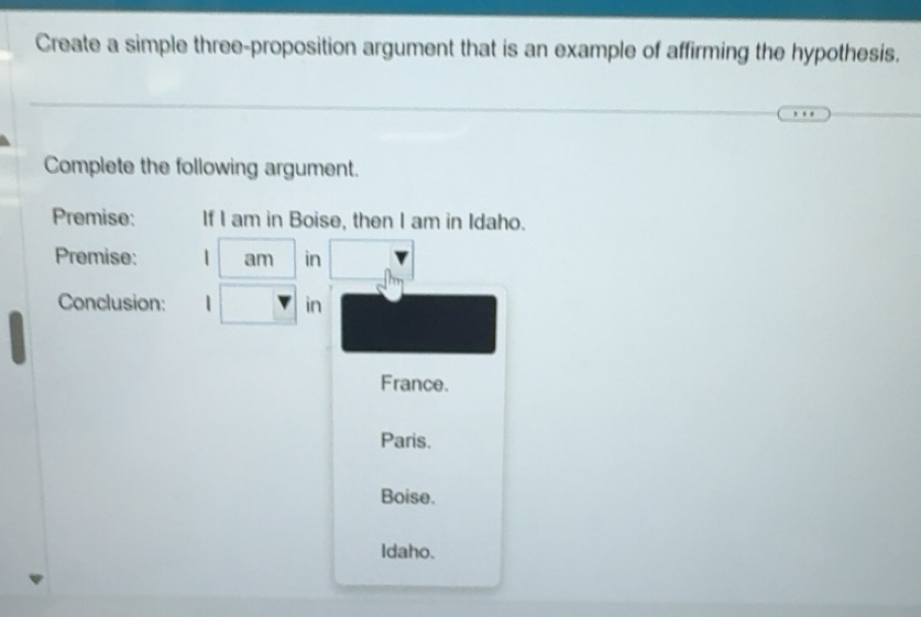 Solved: Create a simple three-proposition argument that is an example ...
