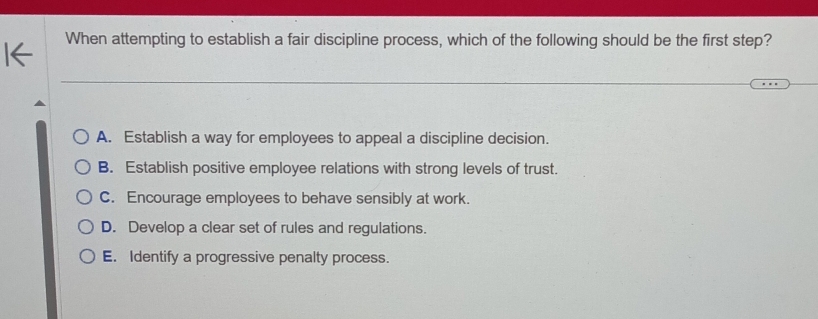 Solved: When attempting to establish a fair discipline process, which ...