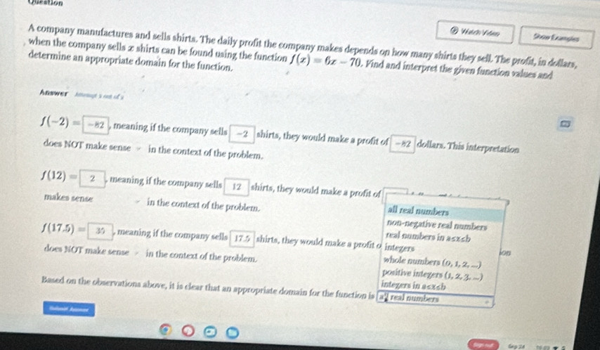 Solved: Question Soce Examples when the company sells x shirts can be ...