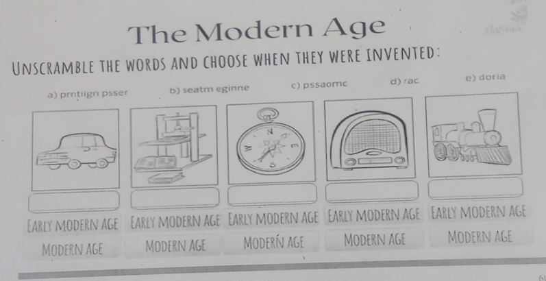 Solved: The Modern Age Unscramble the words and choose when they were ...