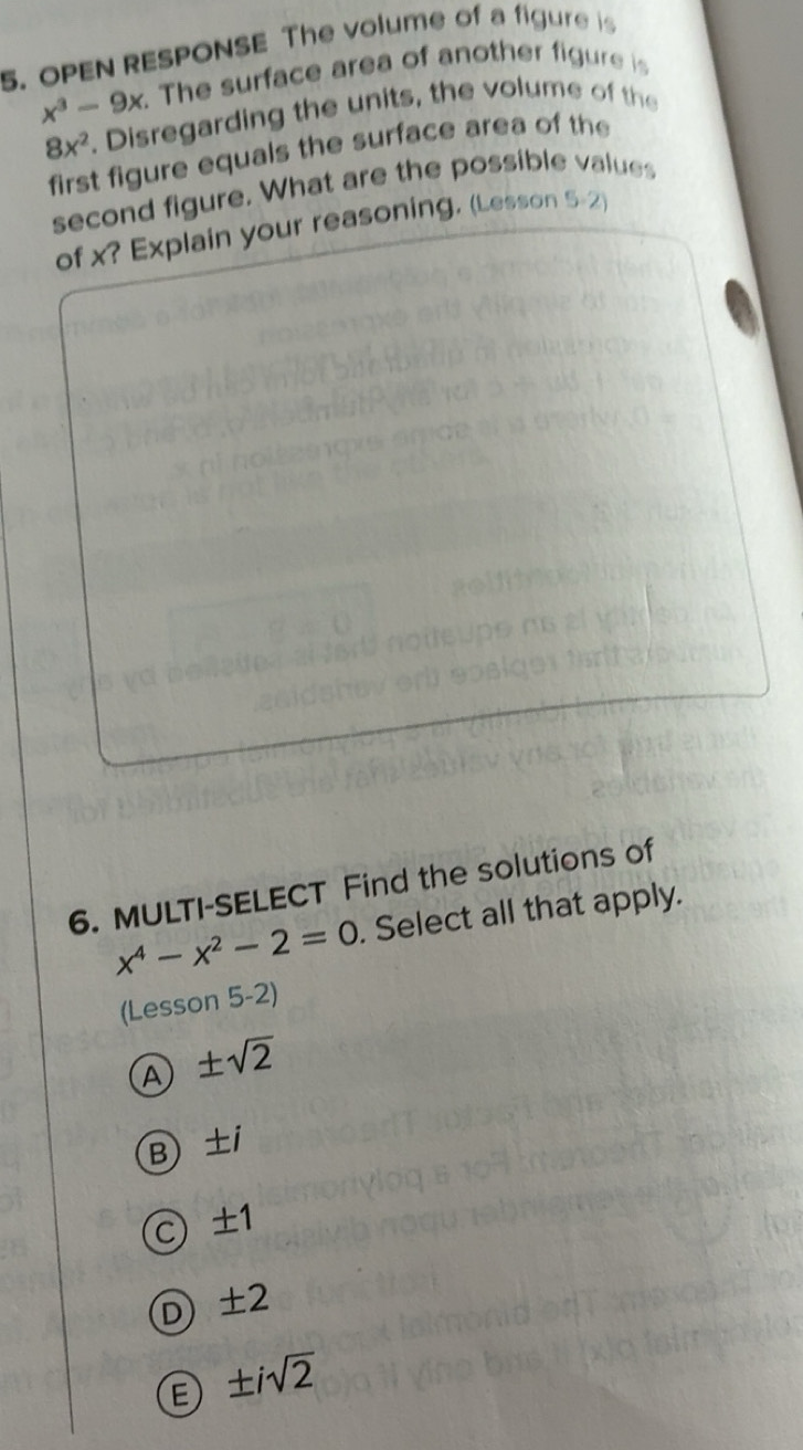 Solved: OPEN RESPONSE The volume of a figure is . The surface area of ...