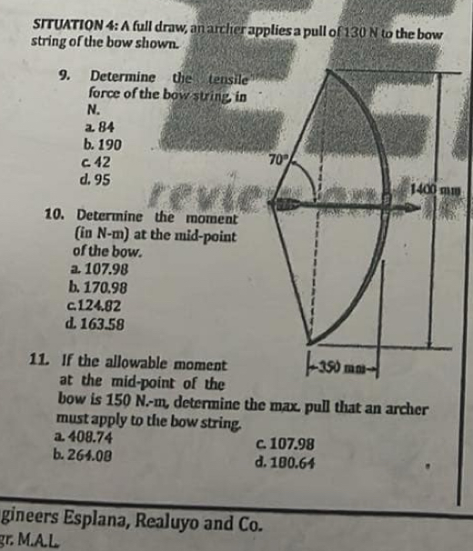 Solved: SITUATION 4: A full draw, an archer applies a pull of 130 N to ...