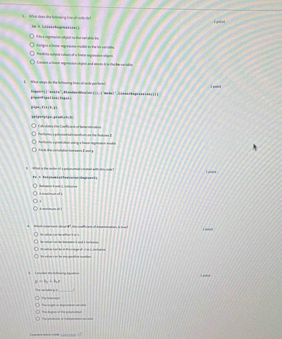 Solved: What does the following line of code do? 1 point ln ...