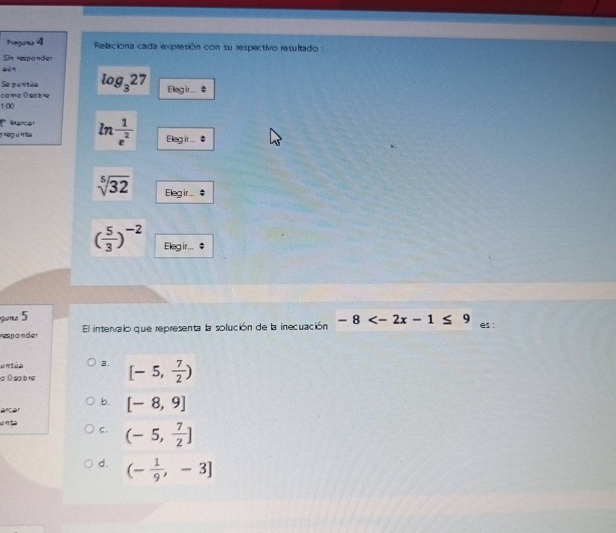 Resuelto:Preguna 4 Relaciona cada expresión con su respectivo resultado ...