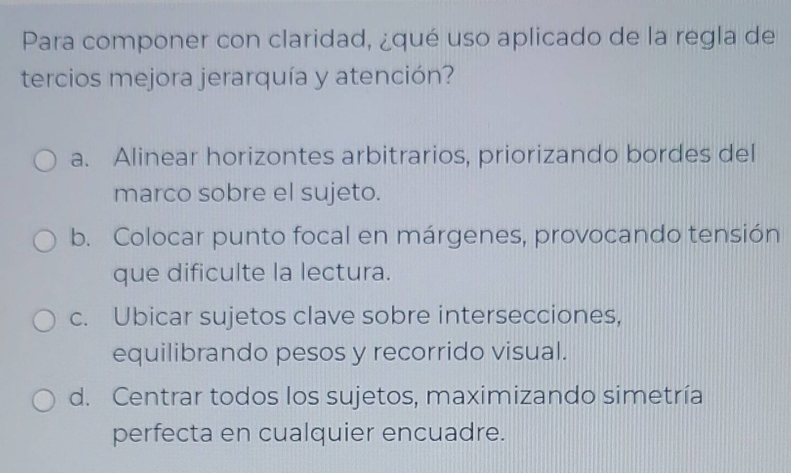 Resuelto:Para componer con claridad, ¿qué uso aplicado de la regla de ...