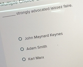 Solved: strongly advocated laissez faire. _ John Maynard Keynes Adam ...