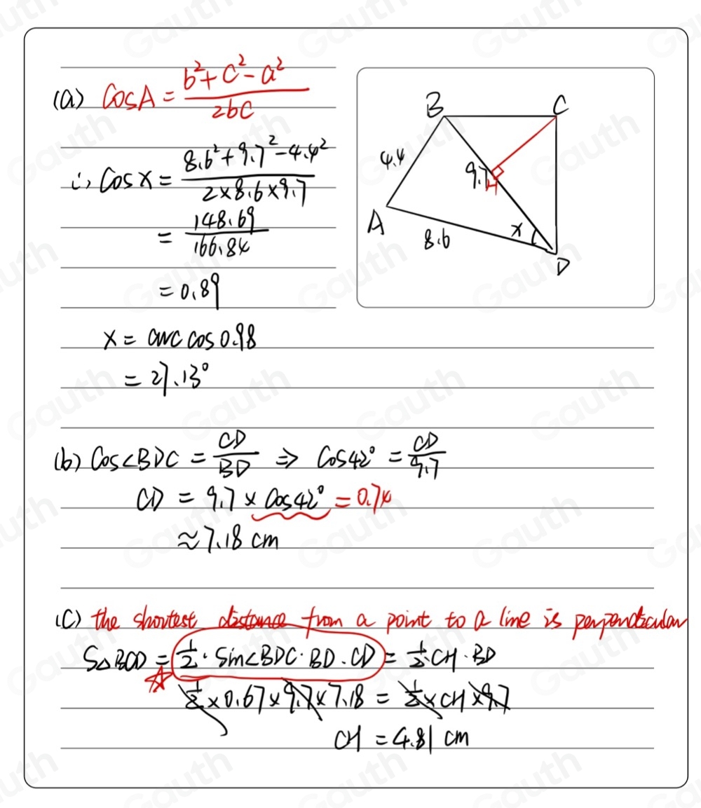Risolto:NOT TO SCALE Angle ADB= _ (b) Calculate DC. [3] _ DC= cm [4] (c ...