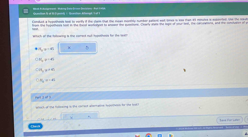 Solved: Week 9 Assignment - Making Data-Driven Decisions - Part 1 HSA Question 5 of 8 (1 point ...