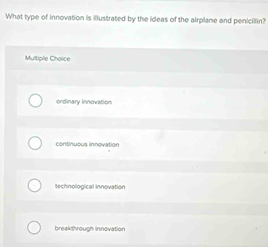 Solved: What type of innovation is illustrated by the ideas of the ...