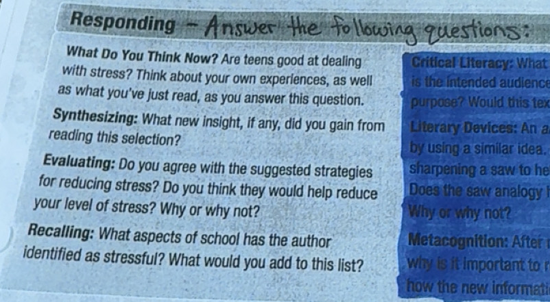 Solved: Responding What Do You Think Now? Are teens good at dealing ...