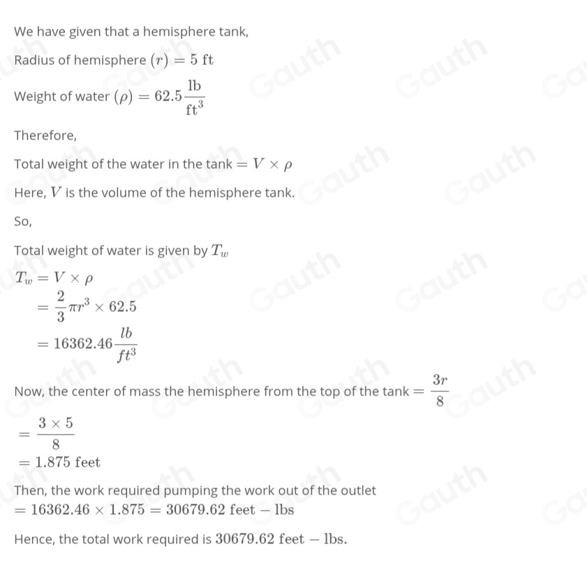 Solved: The tank shown below is full of water. Using the fact that the ...