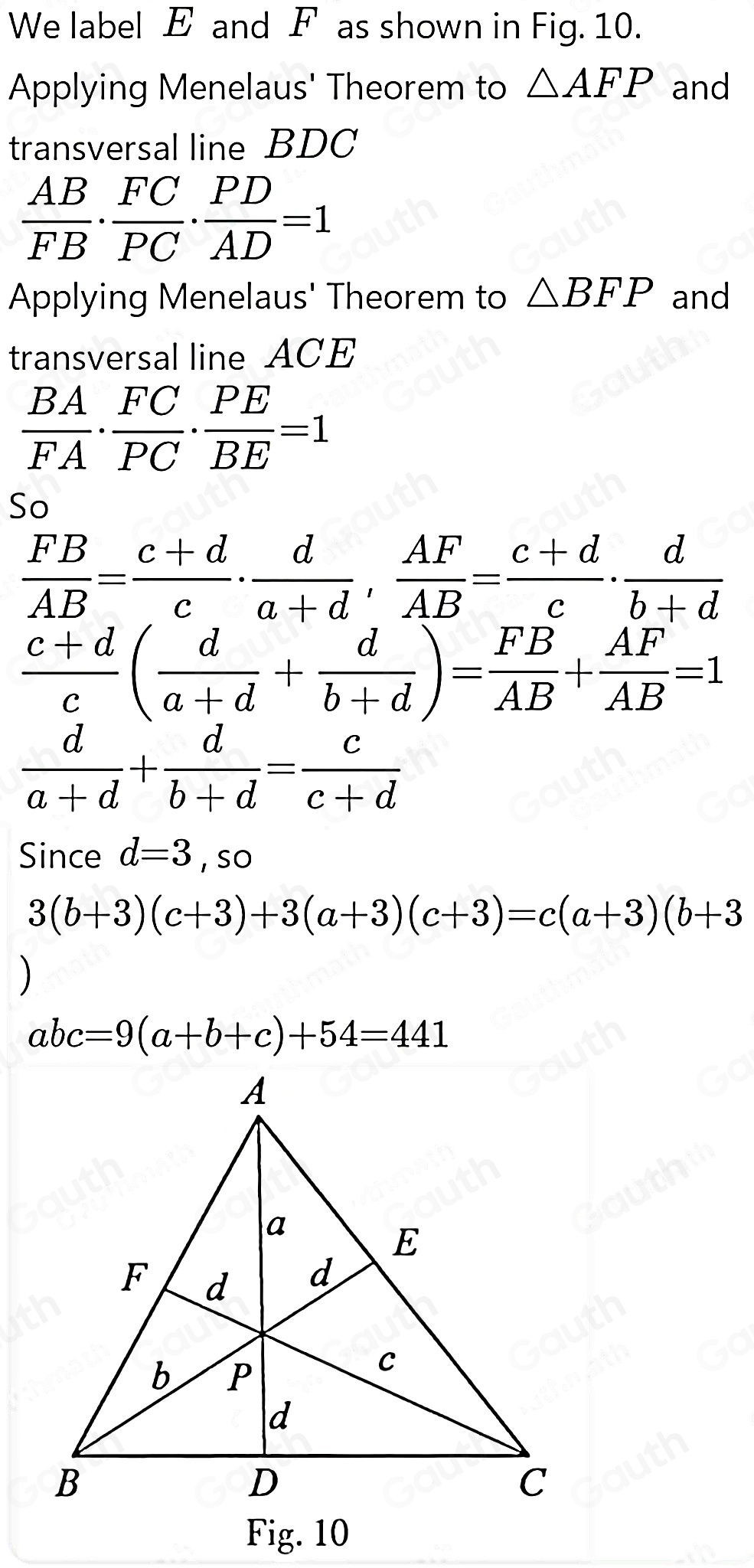 Solved: Let P be an interior point of triangle ABC and extend lines ...