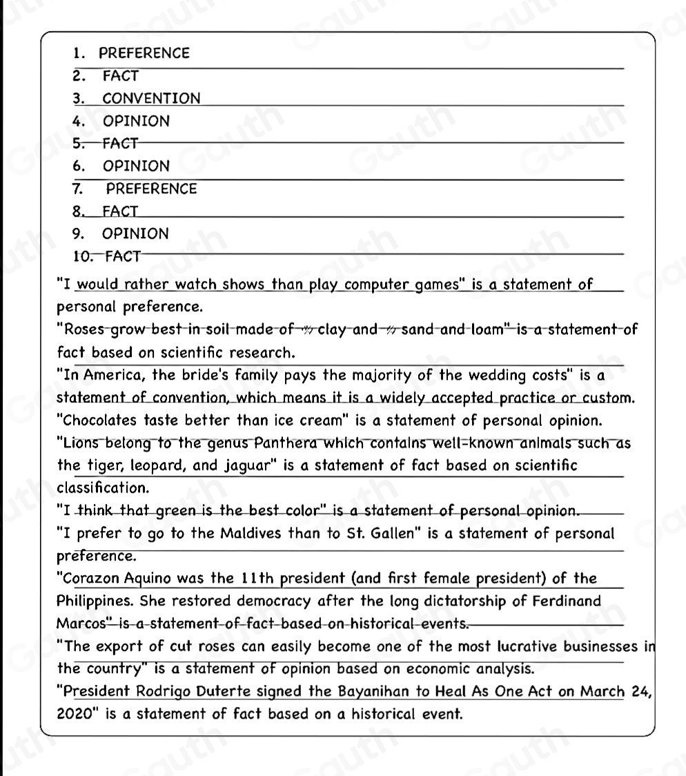 Solved: Identify the type of assertion in each statement. (FACT ...