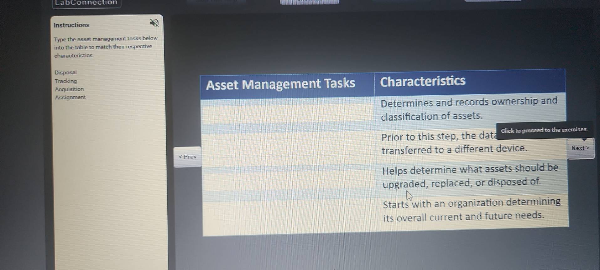 Solved: LabConnection Instructions Type the asset management tasks ...