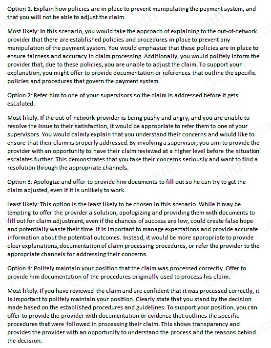 Solved: An out-of-network provider calls and tells you he wants you to ...