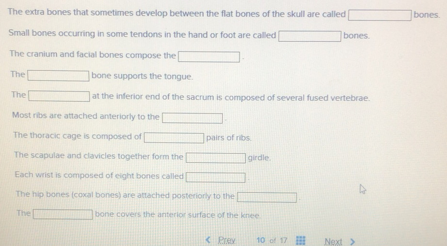 Solved: The extra bones that sometimes develop between the flat bones ...