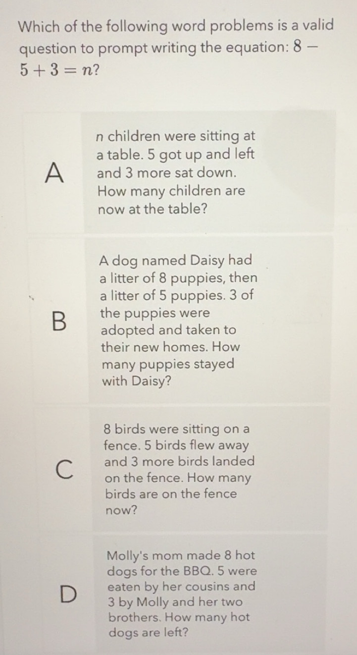 Solved: Which of the following word problems is a valid question to ...