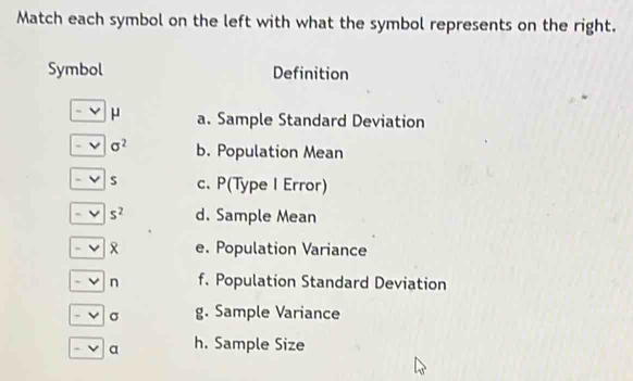 Solved: Match each symbol on the left with what the symbol represents ...